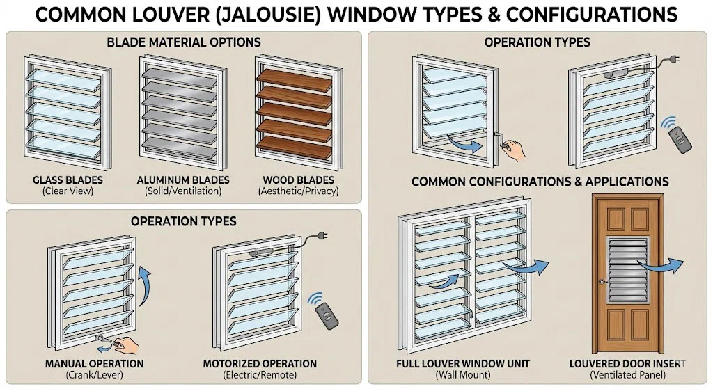 Privacy Vinyl Louver Windows | 100% Airflow & Modern Jalousie Style